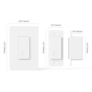 TREATLIFE 3 Way Smart Switch, 2.4GHz WiFi Light Switch Works with Alexa and Google Home, Neutral Wire Required, Remote Control, Schedule Timer, 1 Pack, White