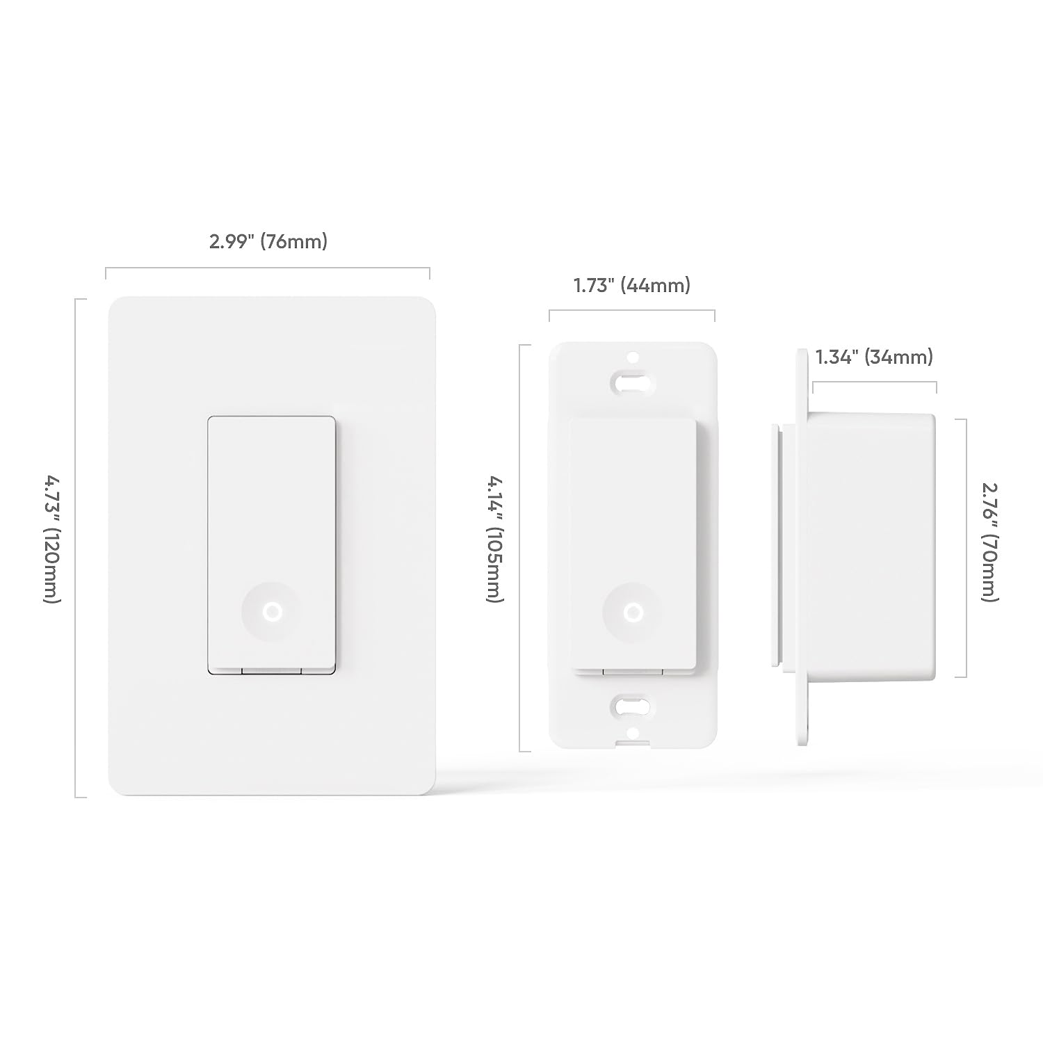 TREATLIFE 3 Way Smart Switch, 2.4GHz WiFi Light Switch Works with Alexa and Google Home, Neutral Wire Required, Remote Control, Schedule Timer, 1 Pack, White