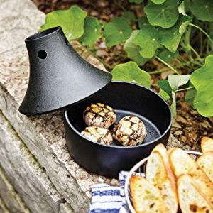 Outset 76633 Cast Iron Beer Can Chicken Stand, Garlic Roaster and Flavor Infuser, Black