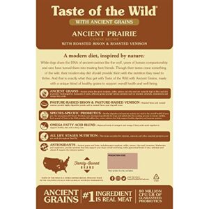 Taste of the Wild with Ancient Grains, Ancient Prairie Canine Recipe with Roasted Bison and Venison Dry Dog Food, Made with High Protein from Real Meat and Guaranteed Nutrients and Probiotics 5lb