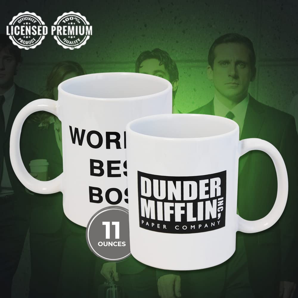 JUST FUNKY The Office “World’s Best Boss” 11 oz Mug and Vanilla Air Freshener Combo pack, 14+, (Officially Licensed)