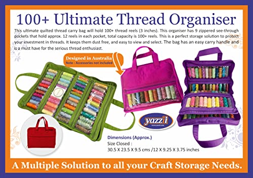 Yazzii 100 Spool Thread Organizer - Thread Holder Organizer - Portable Thread Storage Bag Red