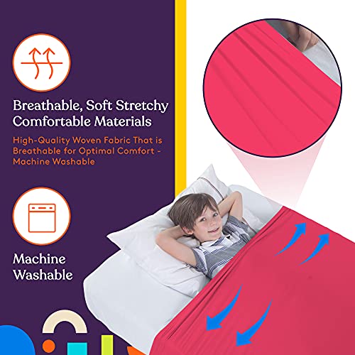 Special Supplies Sensory Bed Sheet for Kids Compression Alternative to Weighted Blankets - Breathable, Stretchy - Cool, Comfortable Sleeping Bedding (Red, Queen)