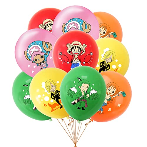 25Pcs Party Latex Balloons For One Piece, Cartoon Birthday Balloons Theme Party Decoration For One Piece