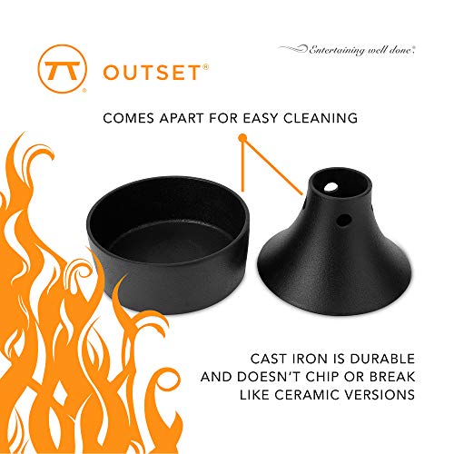 Outset 76633 Cast Iron Beer Can Chicken Stand, Garlic Roaster and Flavor Infuser, Black