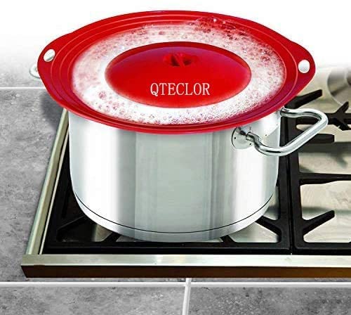 Pot Cover Spill Stopper Lid - Thicken Silicone Boil Over Spill Safeguard,FDA Food Grade Stopper Lid Cover for Pots And Pans, BPA-free Instant Pot Cover, Fits Openings 6" to 10" in Diameter (Red)