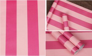 self adhesive vinyl red pink stripe peel and stick wallpaper for walls kids girls nursery bedroom 17.7x117 inches