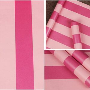 Self Adhesive Vinyl Red Pink Stripe Peel and Stick Wallpaper for Walls Kids Girls Nursery Bedroom 17.7x117 Inches