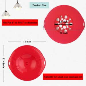 Pot Cover Spill Stopper Lid - Thicken Silicone Boil Over Spill Safeguard,FDA Food Grade Stopper Lid Cover for Pots And Pans, BPA-free Instant Pot Cover, Fits Openings 6" to 10" in Diameter (Red)