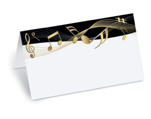 paperdirect golden tunes music notes folded place cards, 100 count