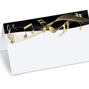 PaperDirect Golden Tunes Music Notes Folded Place Cards, 100 Count