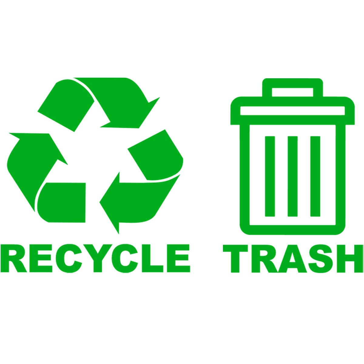 VWAQ Recycle and Trash Decal Set of 2 - Vinyl Recycle Sticker for Trash Can Bin - TC3 (Green)