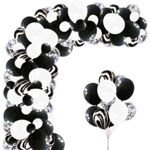 elecrainbow 120 pieces white & black balloon arch garland kit for birthday, graduation, anniversary, 100 dots and balloon strip included