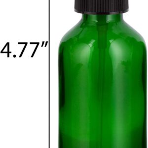 JUVITUS 2 oz Green Glass Luxury Boston Round Bottle with Black Treatment Pump (24 Pack) + Funnel I Refillable Empty Storage Containers