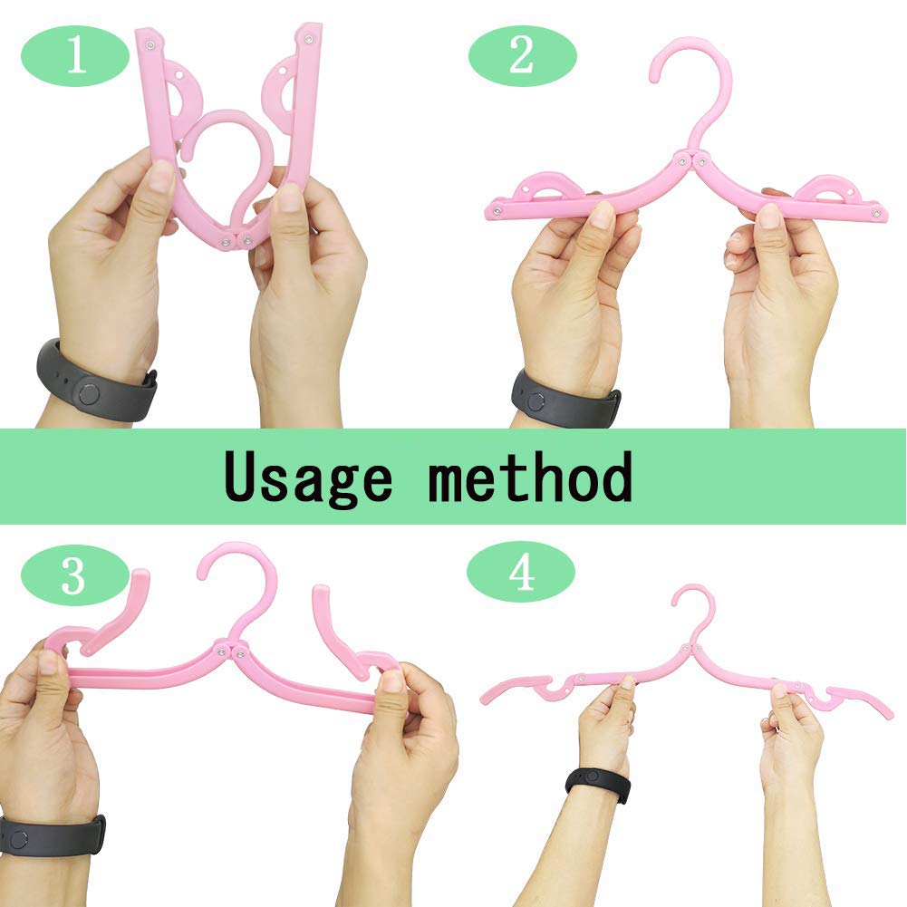 YOUOWO Travel Hangers with Clips Portable Folding Clothes Hangers 12 pcs with 24 pcs Hanger Clips for Scarves Suits Trousers Pants Shirts Socks Underwear Travel Home Foldable Clothes Drying Rack