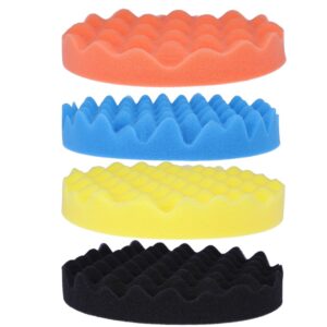 vkinman 7inch(180mm) car sponge buffing pad soft wave foam pad polishing sponge pads kit for car polisher-4pack