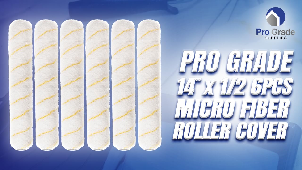 Pro Grade - Paint Roller Covers - 1/2 X 14 Inch Microfiber 6 Pack