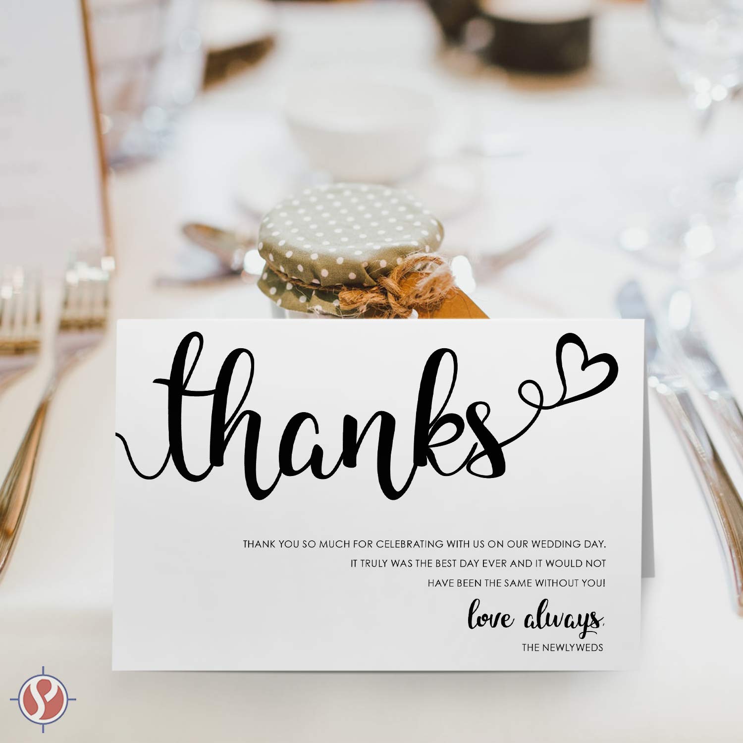 Wedding Thank You Place Setting Tent Cards & Foldover Placecards – Chic and Minimalist Table Centerpieces and Decorations | 4 x 6” – When Folded | 80lb (216gsm) | 50 per Pack