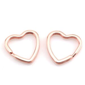 lind kitchen 10pcs creative flat key ring diy keychain accessories metal key split ring heart shape(rose gold)