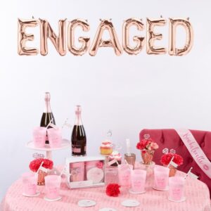 Engaged Balloons Rose Gold Engagement Party Banner Bride To Be/We are Engaged/Bridal Shower/Just Married/Bachelorette/Miss to Mrs/Diamond Ring Themed Happy Anniversary Party Supplies Decorations