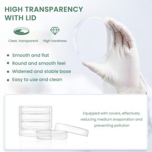 Huanyu 60mm Glass Petri Dish with Lids High Borosilicate Glass Petri Dishes Bacterial Culture Dishes for Lab Science Experiment (5pcs: 60mm)