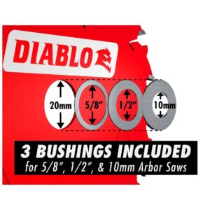 Diablo Fast Framing Saw Blade for Wood - Hi-Density Carbide - 5-1/2" Diameter, 18 ATB Teeth, 20mm Arbor, .049" Kerf, 18° Hook Angle, .039" Plate, 12000 Max RPM - D055018WMX