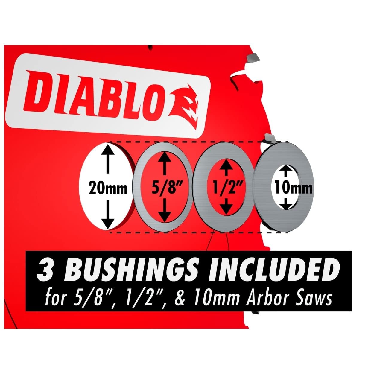 Diablo Fast Framing Saw Blade for Wood - Hi-Density Carbide - 5-1/2" Diameter, 18 ATB Teeth, 20mm Arbor, .049" Kerf, 18° Hook Angle, .039" Plate, 12000 Max RPM - D055018WMX