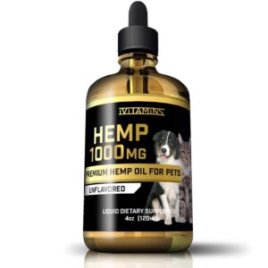 ivitamins hemp oil for pets, dogs, cats : 4 fl oz : may help with separation, inflammation, joints, hips, and more : hemp extract : easily apply to treats (1,000mg)