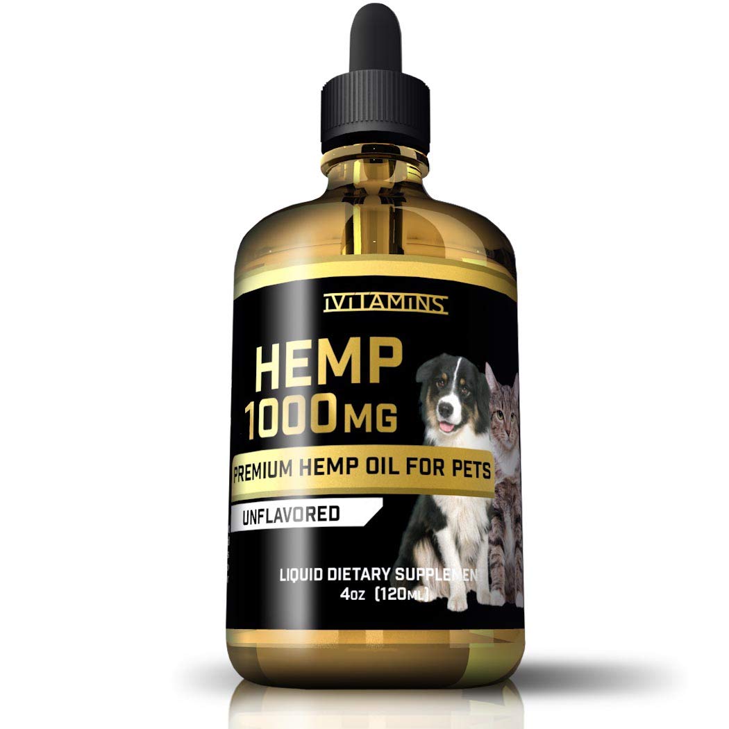 iVitamins Hemp Oil for Pets, Dogs, Cats : 4 fl oz : May Help with Separation, Inflammation, Joints, HIPS, and More : Hemp Extract : Easily Apply to Treats (1,000mg)