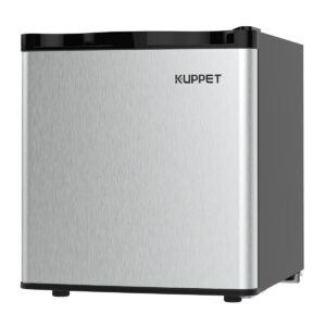 KUPPET Compact Upright Freezer, Single Door, Reversible Stainless Steel Door, Adjustable Removable (Silver, 1.1 Cu. Ft.)