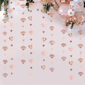 52 ft valentines day party decorations rose gold heart garland streamer hanging paper diamond heart banner for engagement anniversary wedding bridal shower bachelorette birthday mothers day hen party