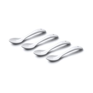 wm bartleet & sons 1750 tset153 set of 4 traditional porcelain condiment spoons for jam, sugar and sauces (11cm) – white