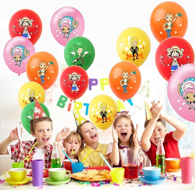 25Pcs Party Latex Balloons For One Piece, Cartoon Birthday Balloons Theme Party Decoration For One Piece