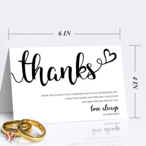 Wedding Thank You Place Setting Tent Cards & Foldover Placecards – Chic and Minimalist Table Centerpieces and Decorations | 4 x 6” – When Folded | 80lb (216gsm) | 50 per Pack