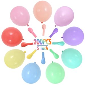 beishida 200pcs 5 inch pastel balloons, assorted colors small party balloons, spring rainbow macaron colors, latex balloons for balloon garland arch, birthday wedding baby shower party decorations