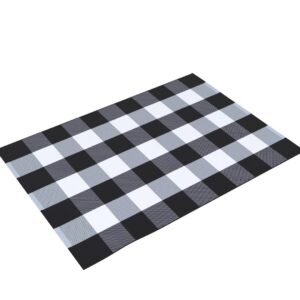 NANTA Cotton Buffalo Plaid Rug 27.5 x 43 Inches Washable Black and White Buffalo Check Rug for Layered Door Mat Indoor Outdoor