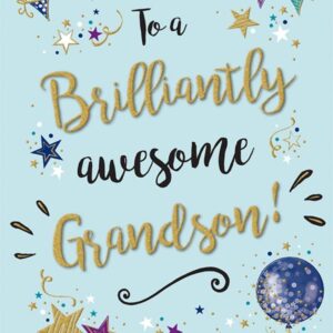 Piccadilly Greetings Group Ltd Gold Dust - to A Brillinatly Awesome Grandson - Great Value Birthday Card,Green,8 x 6