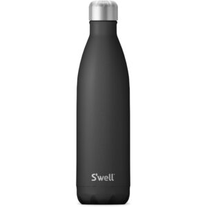 s'well stainless steel water bottle, 25oz, onyx, triple layered vacuum insulated containers keeps drinks cold for 48 hours and hot for 24, bpa free, perfect for on the go