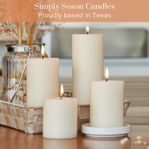 Simply Soson 3x3 inch Ivory Pillar Candles Set of 3, Smooth Texture, Unscented Ivory Candles, Dripless Candles, 3 inch Pillar Candles Ideal as Wedding, Parties, Spas, Dinner, Home Decoration, Church