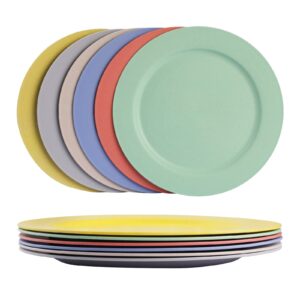 greenandlife 10inch/6pcs dishwasher & microwave safe wheat straw plates - lightweight reusable unbreakable dinner plates, non-toxin, bpa free and healthy for kids & adults