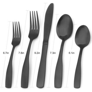 Matte Black Silverware Set, Bysta 20-Piece Stainless Steel Flatware Set, Kitchen Utensil Set Service for 4, Tableware Cutlery Set for Home and Restaurant, Satin Finish, Dishwasher Safe