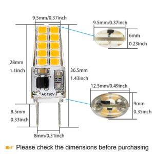 Gaormii G8 LED Bulb Dimmable, 20W Halogen Equivalent, 120V T4 JCD Type Bi-Pin G8 Base, Warm White 3000K (6 Pack)