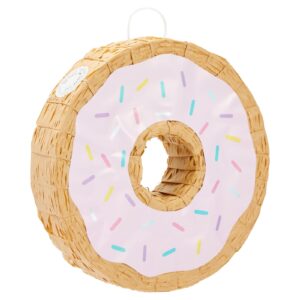 blue panda pink donut pinata for two sweet birthday party supplies, donut baby shower decorations (small, 13 x 3 in)