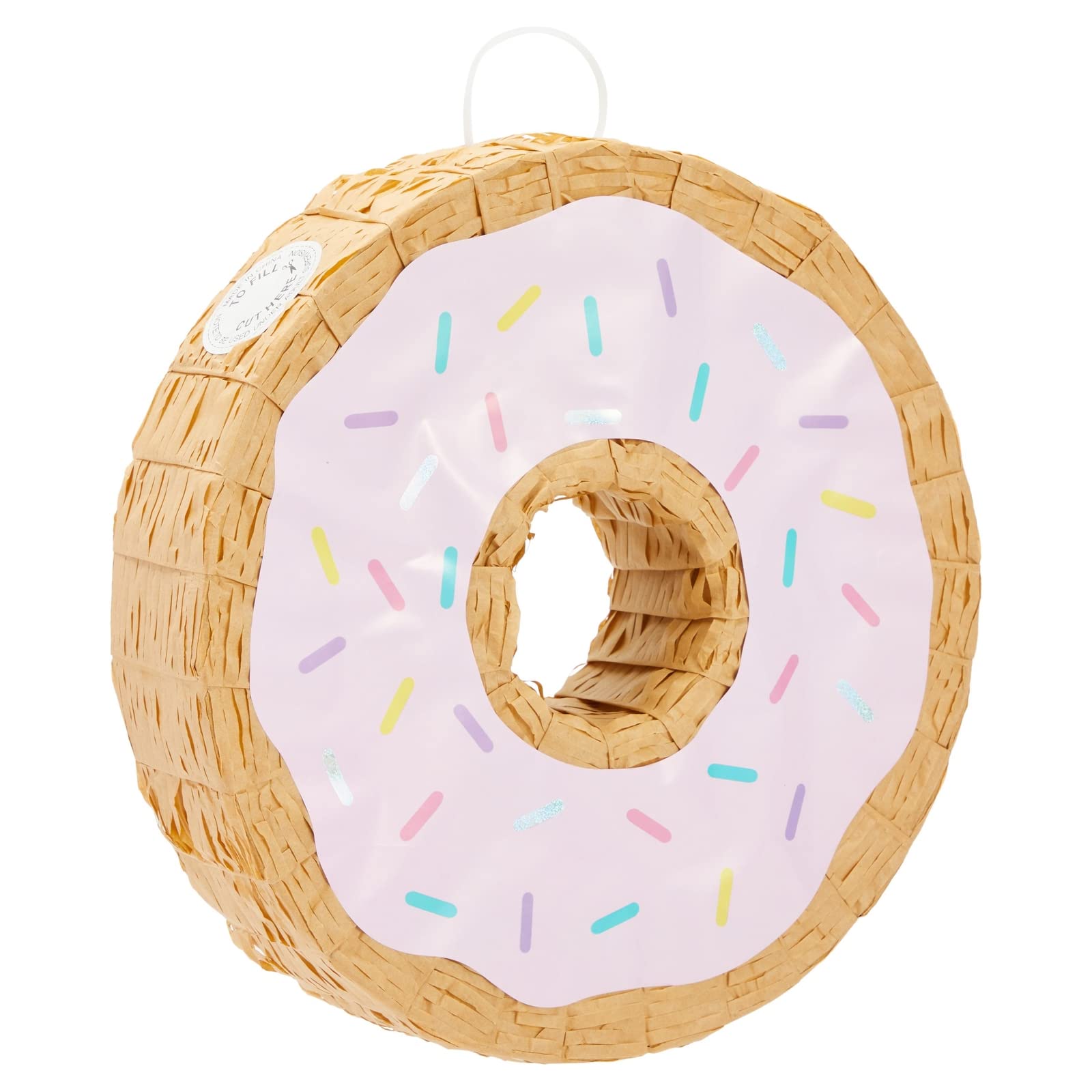 BLUE PANDA Pink Donut Pinata for Two Sweet Birthday Party Supplies, Donut Baby Shower Decorations (Small, 13 x 3 In)