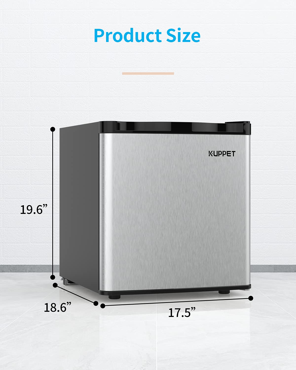 KUPPET Compact Upright Freezer, Single Door, Reversible Stainless Steel Door, Adjustable Removable (Silver, 1.1 Cu. Ft.)