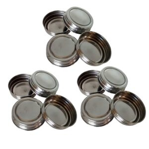 replacement lids for ikea rajtan glass spice jar 5 oz (400.647.02) stainless steel caps lids set of 12 pieces by american ayurveda