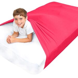 Special Supplies Sensory Bed Sheet for Kids Compression Alternative to Weighted Blankets - Breathable, Stretchy - Cool, Comfortable Sleeping Bedding (Red, Twin)