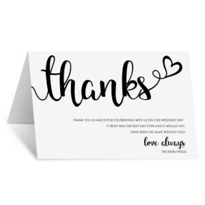 wedding thank you place setting tent cards & foldover placecards – chic and minimalist table centerpieces and decorations | 4 x 6” – when folded | 80lb (216gsm) | 50 per pack