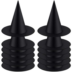 aneco costume headwear 12 pcs halloween witch hats, black, one size, costume accessory caps, floating home yard porch decor for party