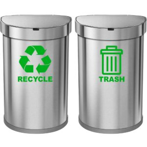 vwaq recycle and trash decal set of 2 - vinyl recycle sticker for trash can bin - tc3 (green)